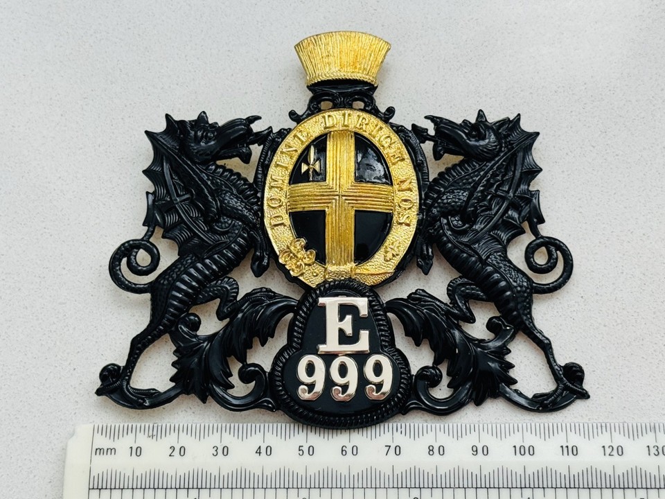 CITY of LONDON Police Obsolete Large Metal Helmet Plate Badge No: E999 ...