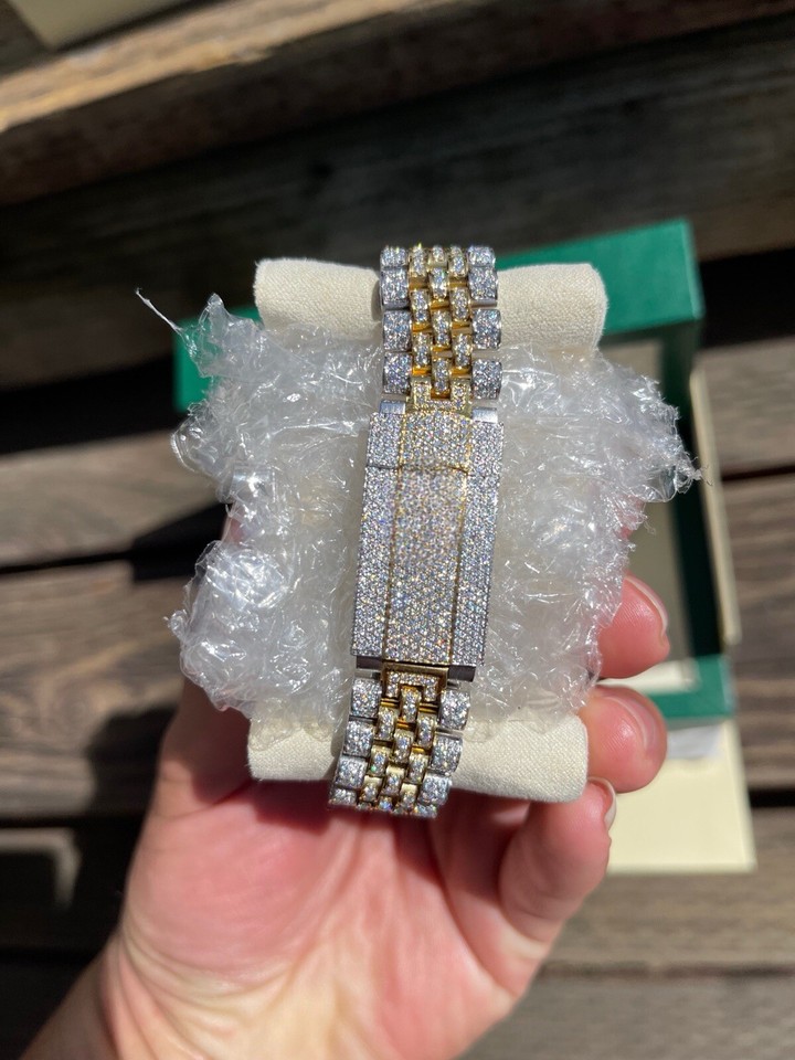 BRAND NEW Moissanite VVS Iced Out Two Tone Watch With all Logos and ...