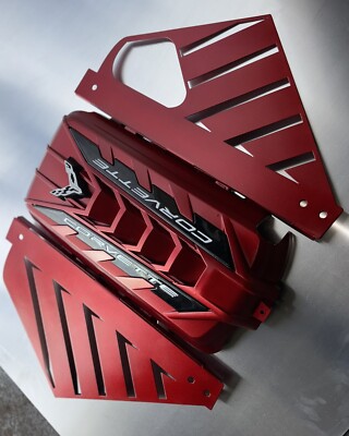 2020/2024 CORVETTE C8 ENGINE COVER MATTE EDGE RED FIBER APPEARANCE PKG ...