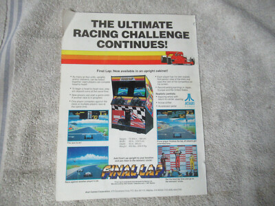 original 11- 8.5'' corner folded final lap atari ARCADE GAME FLYER | eBay