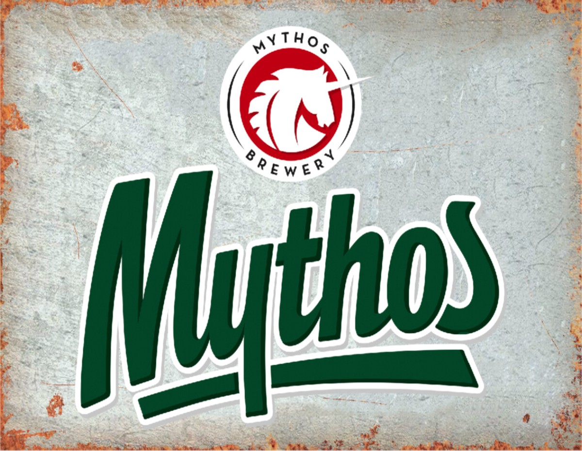 Mythos Beer Logo Drink Label: Mythos Hellenic Lager Beer (Mythos
