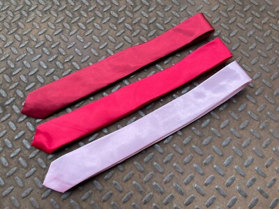 Lot of 3 Ties Fashion Slim Fit Neck Ties Skinny Ties Red Maroon Pink ...