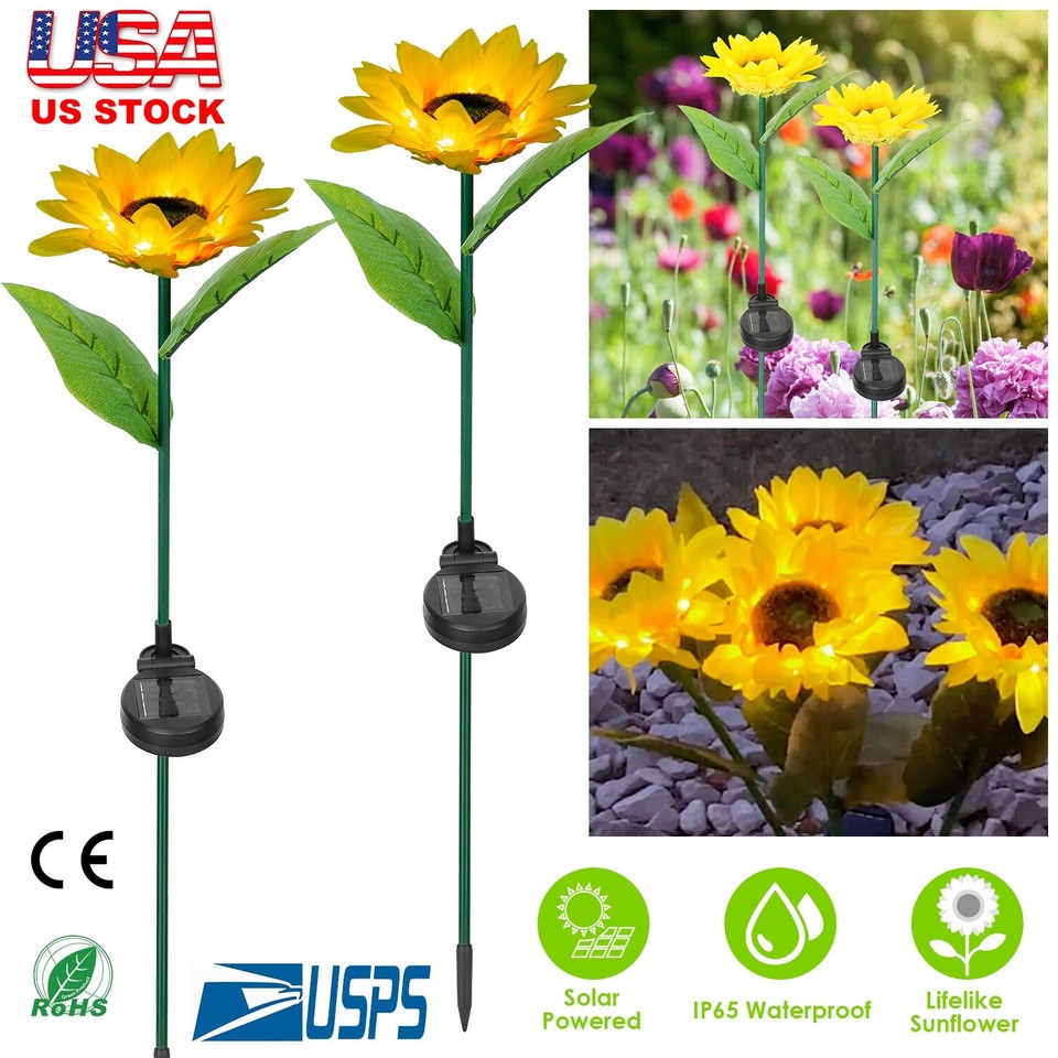 Outdoor Sunflower Solar Lights Waterproof Garden Yard Landscape ...