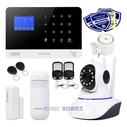HOMSECUR Wireless WIFI 4G GSM RFID LCD Home House Alarm System with IP ...