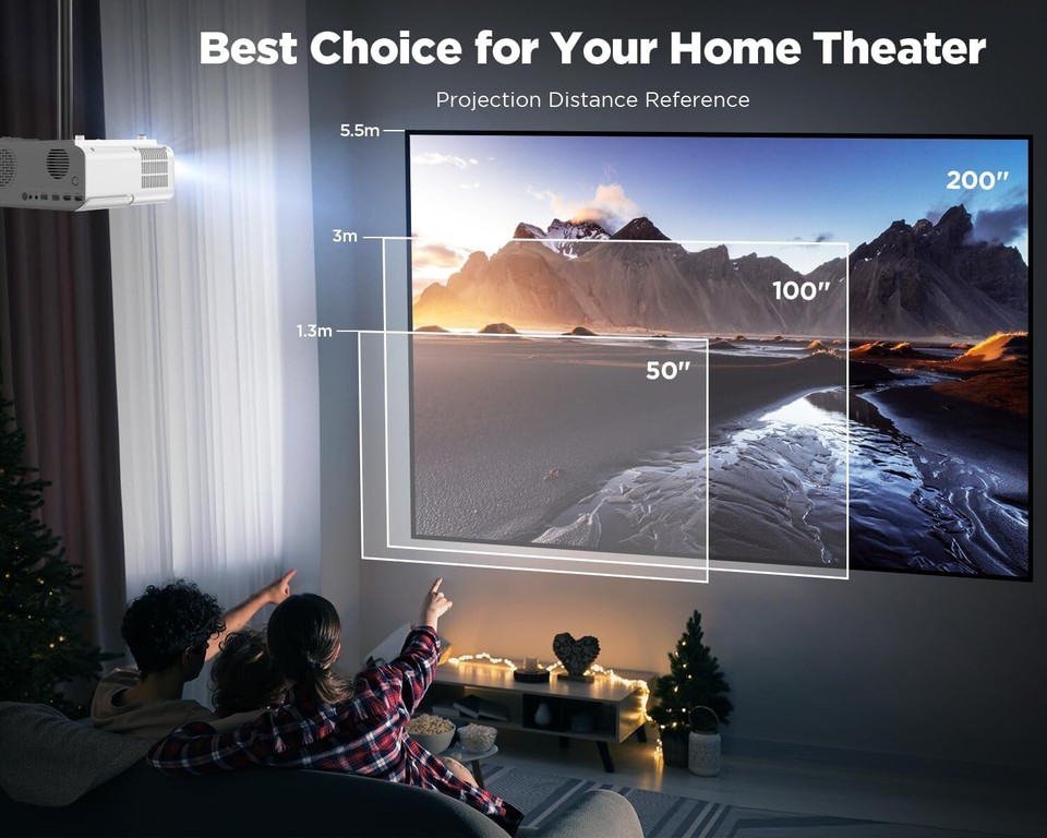 DBPOWER Native 1080P 5G WiFi Bluetooth Projectors 610ANSI FHD Home ...