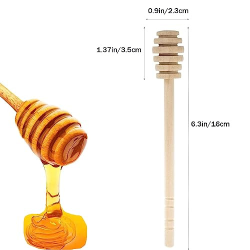 4 Pcs (6.3 Inches) Wooden Honey Mixing Stirrer Honey Dipper Sticks ...