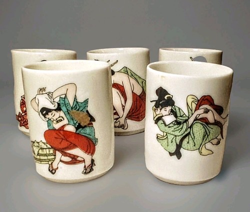 Vintage Japanese Shunga Sake Shot Cups Erotic Geisha Scenes | eBay