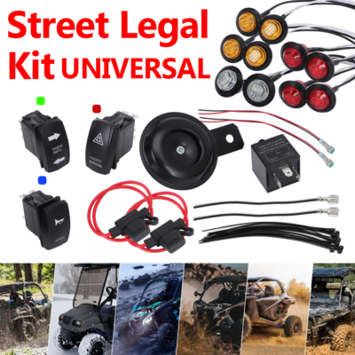 UNIVERSAL LED Turn Signal Horn Switch Kit Street Legal For Polaris UTV ...