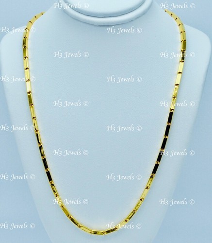 30.00 grams 24k Yellow Gold Custom handmade box chain baht necklace 22 ...