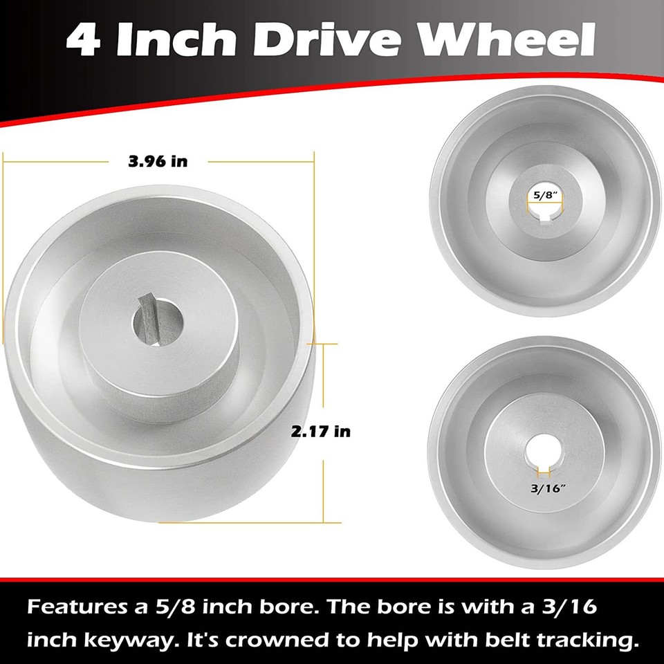 Belt Grinder 2x72 Wheels Tools Sets - 4" Drive Wheel 5/8" Bore 3" Track ...