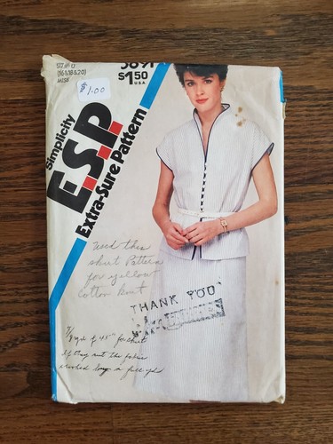 Simplicity Pattern 5891 Sizes 16 - 20 Misses Two Piece Dress Partially ...