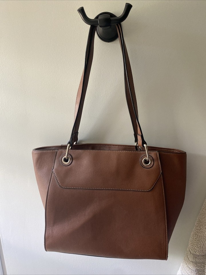 Large CHAPS Tan Brown Double Strap Satchel Tote Handbag/Purse Vgc | eBay