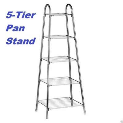 5 Tier Chrome Kitchen Pan Stand Pot Saucepan Storage Organise Unit Rack ...