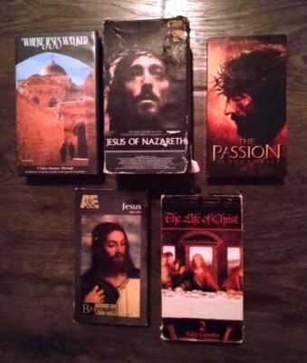 5 JESUS VHS Movies Lot Passion of the Christ Jesus Nazareth Life of ...