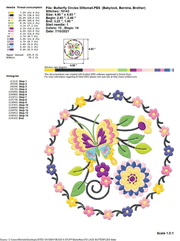 BUTTERFLY CIRCLES EMBROIDERY MACHINE DESIGNS COLLECTION PES USB | eBay