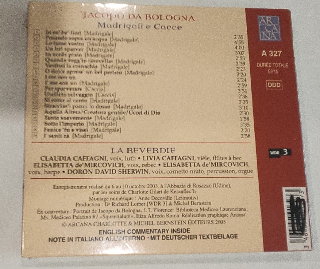 Jacopo da Bologna: Madrigali e Cacce (CD, May-2006, Arcana)New Sealed ...