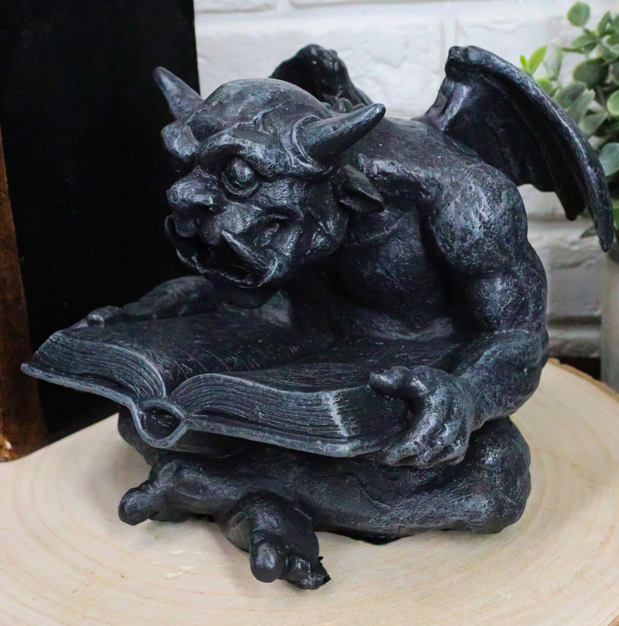 Ebros Gothic Horned Spell Reading Gargoyle Ward Figurine Sculpture ...