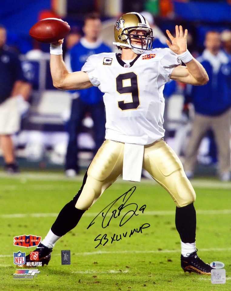 DREW BREES AUTOGRAPHED FRAMED 16X20 PHOTO SAINTS "SB XLIV MVP" BECKETT ...