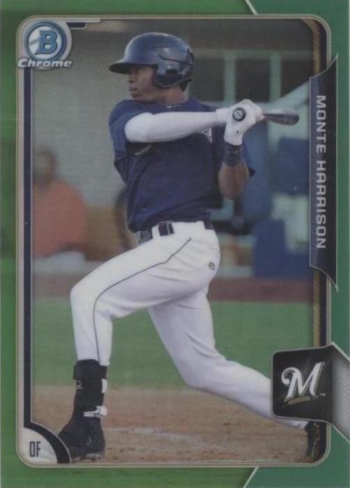 2015 Bowman Draft - Chrome Monte Harrison #23 Green Refractor /99 (RC ...