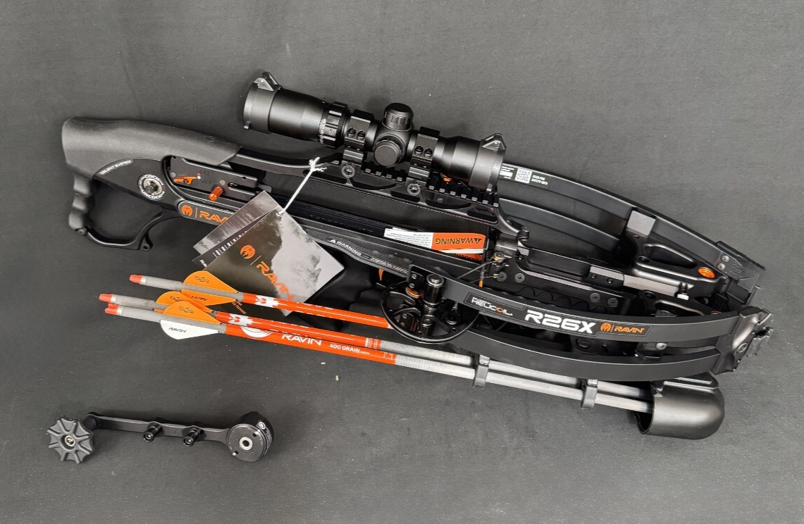 Ravin R26X Crossbow Package Black New 3 Bolts Scope Quiver Crank Ready ...