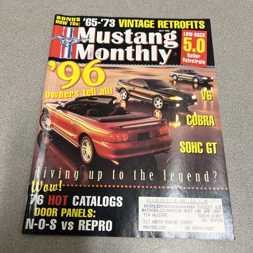 Mustang monthly/Apr/1996/96 Owners Tell All/V6/Cobra/Sohc Gt/ bonus 65 ...