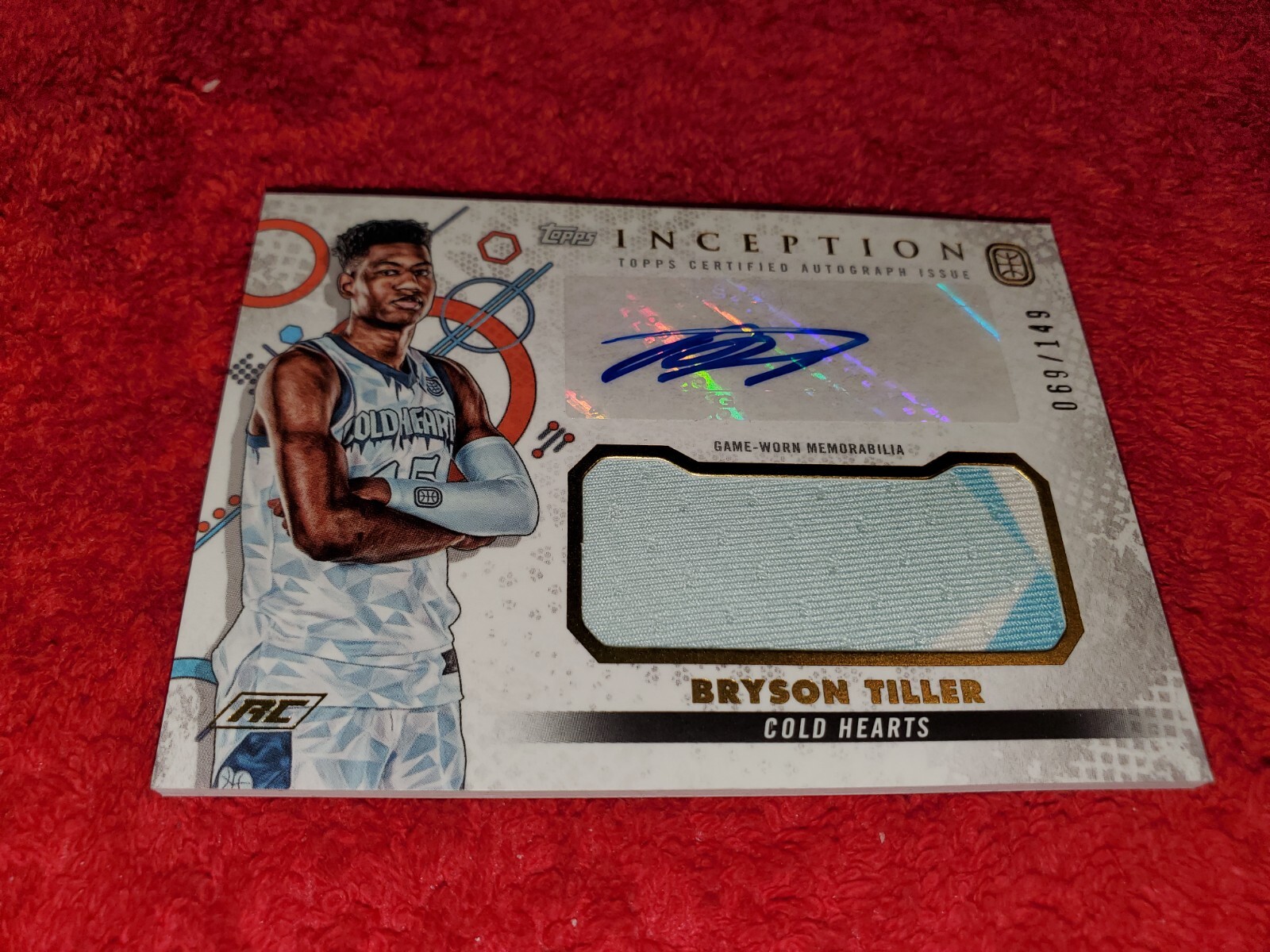 2023 TOPPS INCEPTION OVERTIME CARD OF BRYSON TILLER RC AUTO RELIC #069/ ...