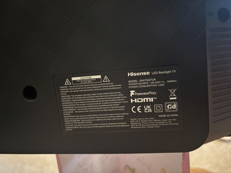 Great condition- Hisense LED Backlight TV 50A7GQTUK 55" 4K Smart TV ...