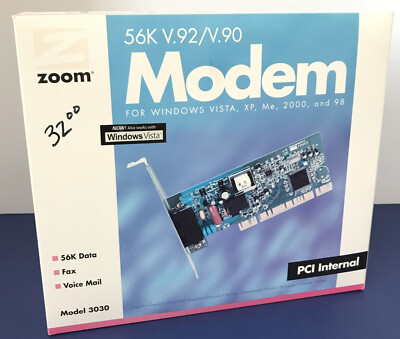 ZOOM 56K V.92/V.90 ZOOM® MODEM MODEL 3030 56K PCI INTERNAL DATA FAX ...