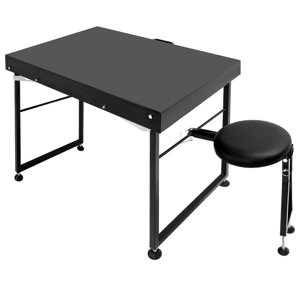 Long Range Shooting Table Black Padded Seat w/ Adjustable Legs & Built ...