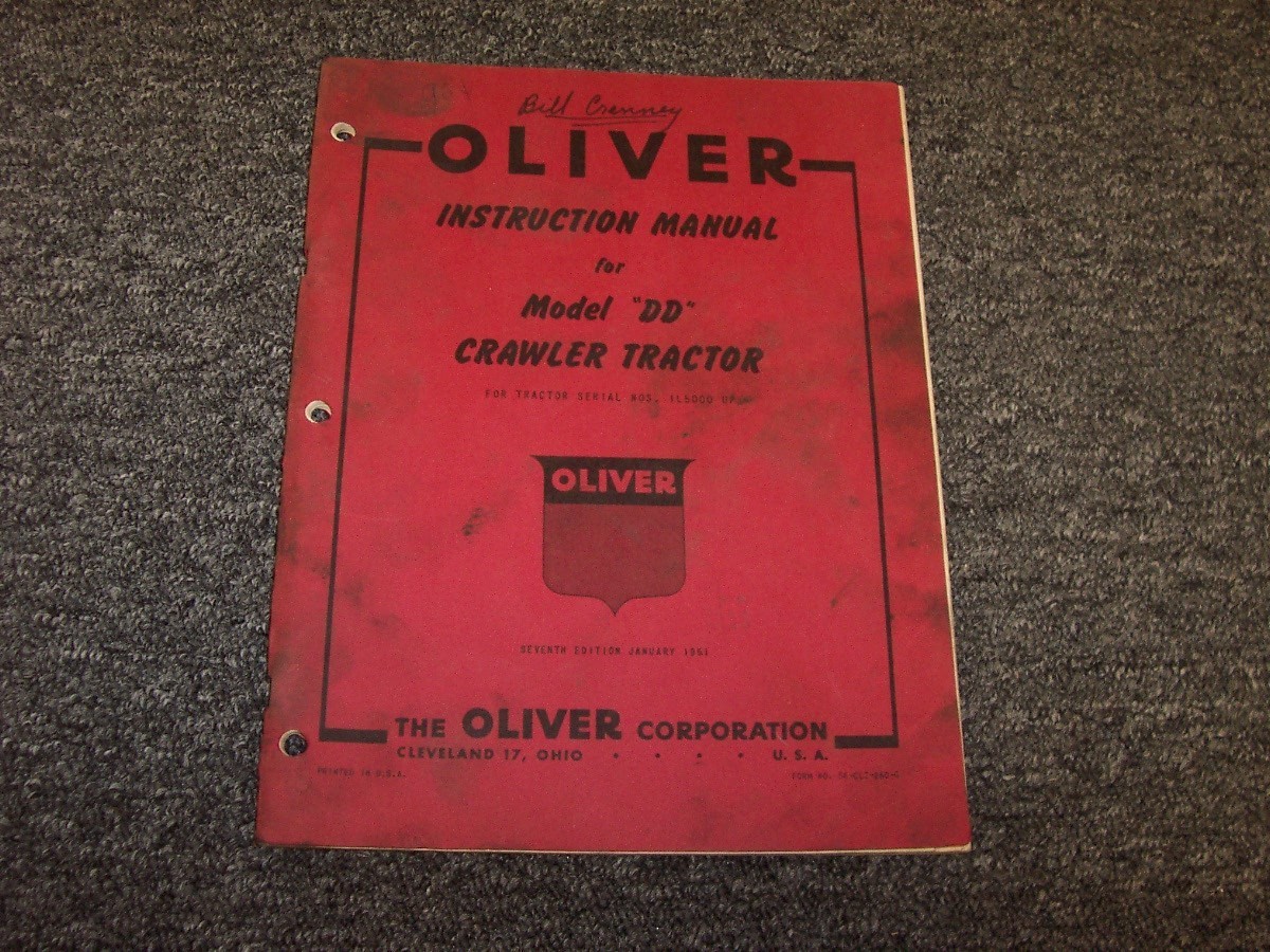Oliver Cletrac DD Bulldozer Dozer Crawler Owner Operator & Instruction ...