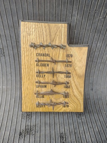 Utah Antique Barbed Wire Mounted On Wood Plaque With Dates | eBay