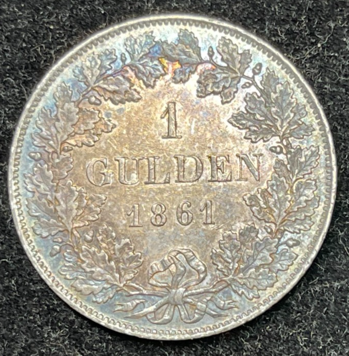1861 German Bavaria Gulden Silver Coin Excellent Condition High Value ...