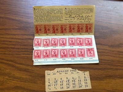 COMPLETE 1942 US War WW2 Savings Bond 10 Cent Defense 186 Stamps Full ...