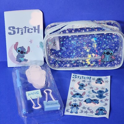 Disney Sleepy Stitch Stationery Set Notebook Binder Clip Sticker Pen ...