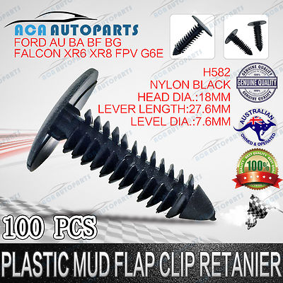 100PCS Mud Flap Retainer Clip Plastic FOR FORD AU BA BF FG Falcon XR6 ...