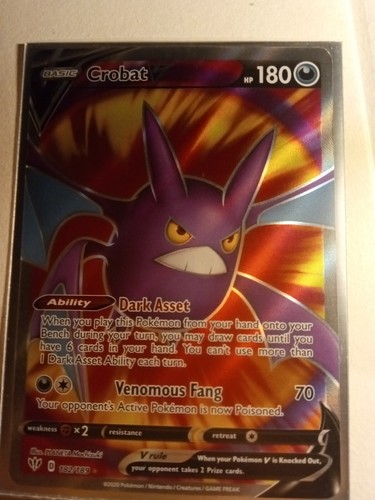 Pokémon TCG Crobat V Darkness Ablaze 182/189 Holo Full Art | eBay