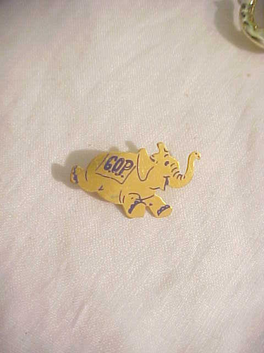 Vintage Republican GOP Elephant Pin Gold Tone Brass Enamel | eBay