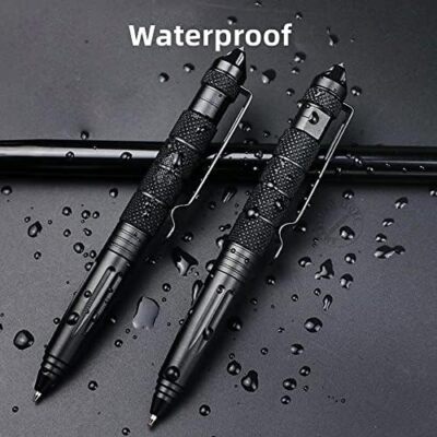 2 Pack Military Tactical Pens with 8 Black Refills, Emergency Self ...