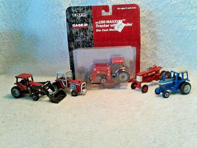 5 Ertl 1:64 Tractors MF 2775 Case IH 7130 Farmall 350 Ford TW 20 Case ...