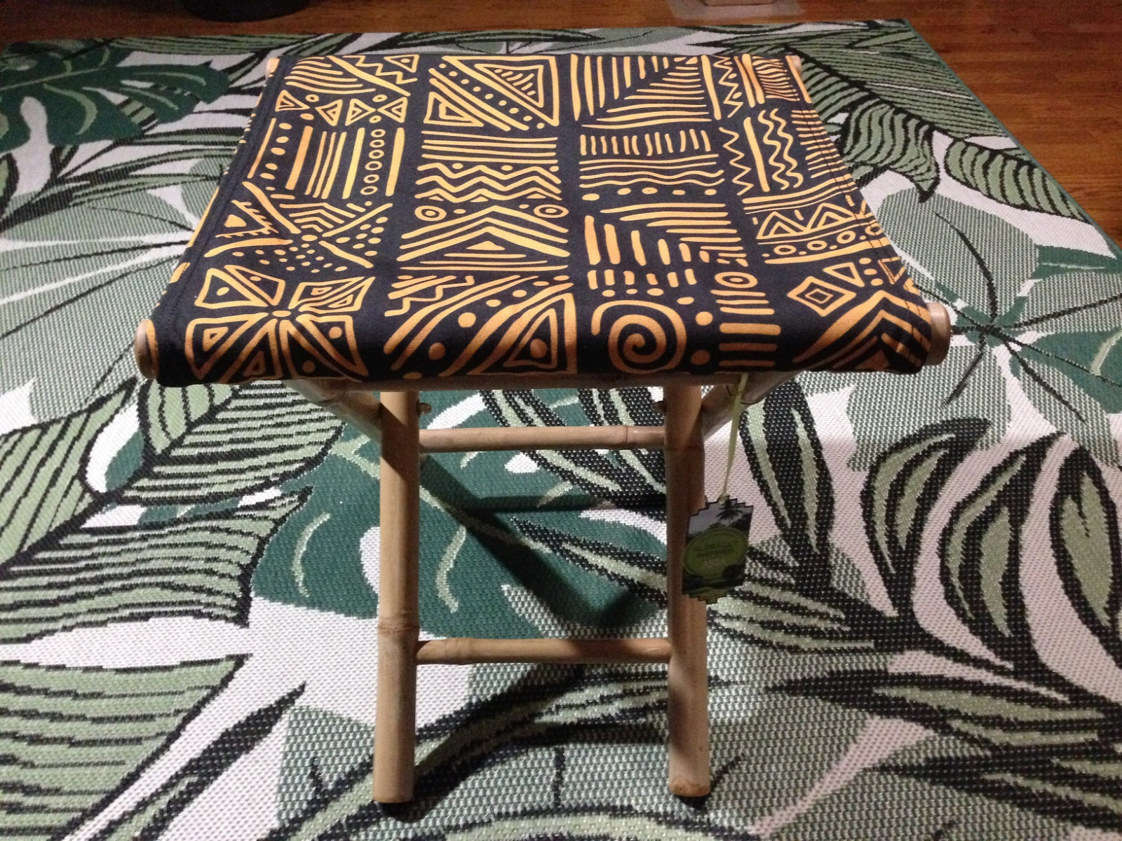 Bamboo Tiki Chair Stool Tapa Footrest Ottoman Fiji Bar Room Decor ...