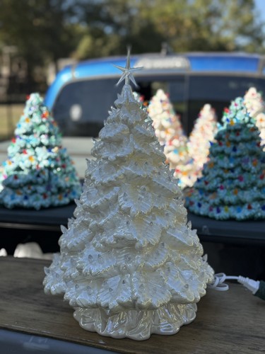 Vintage Large Ceramic 20" Christmas Tree With Base Christmas Decor | eBay