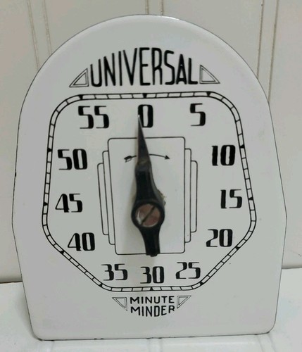 Vintage Universal Stove Range Timer Minute Minder Enameled Porcelain ...