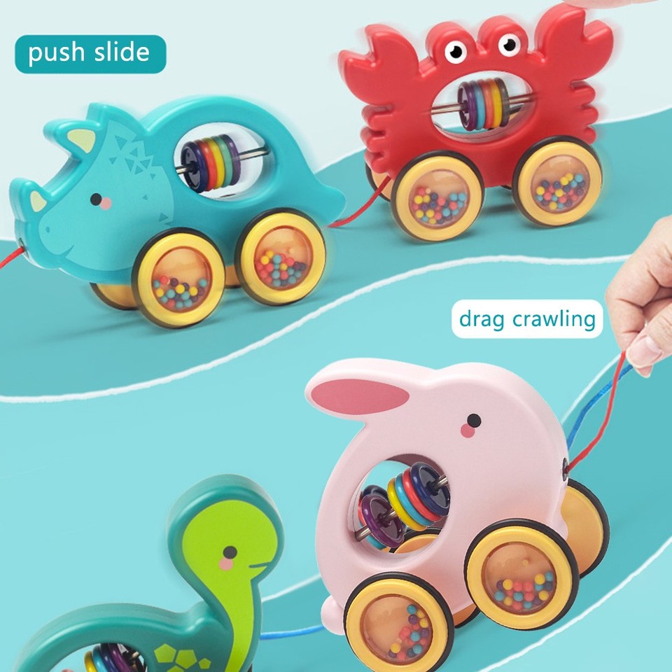 Kids Pull Along Pet Toy Cute Animal Pull Along Rolling Animal Toy Pull ...