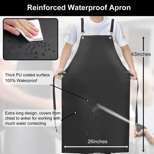 Waterproof Rubber Apron, 43" Anti-Tear Heavy Duty Vinyl Apron ...