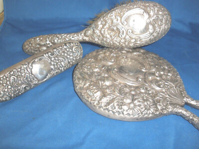 Stunning Antique Hallmarked 4 piece SET 925 heavy Sterling Silver ...