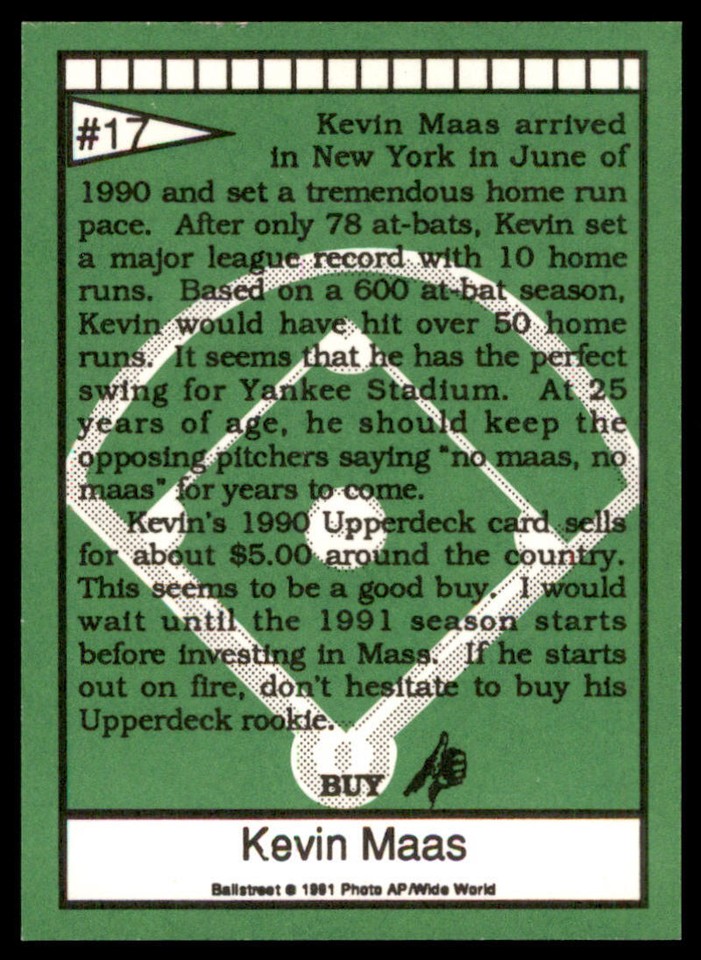 1991 Ballstreet #17 Kevin Maas | eBay