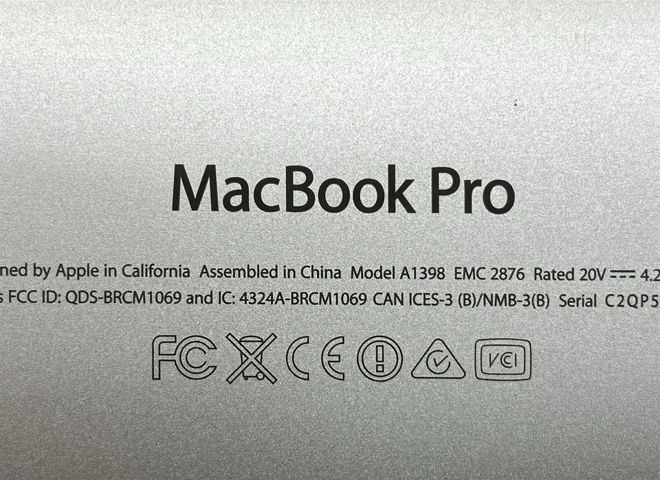 Apple MacBook Pro 11,2 A1398 Retina 15" i7-4770HQ 2.2GHz 16GB 251GB SSD ...