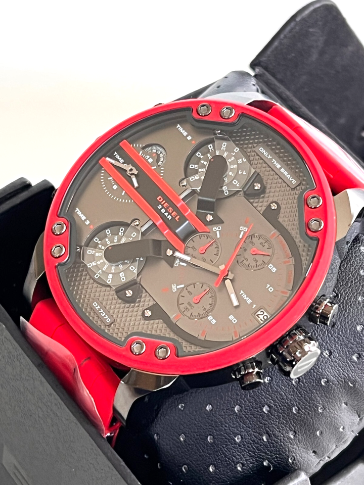 Diesel Mr. Daddy DZ7370 Red Case/Red Silicone Strap Mens Watch BNWT/Box ...