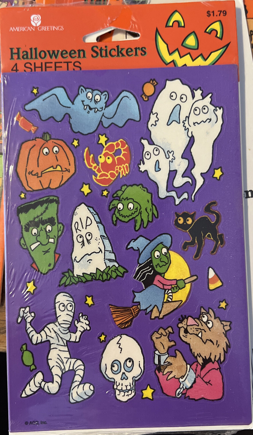 Vintage Halloween Stickers Pack American Greetings Hallmark 4 Sheets | eBay