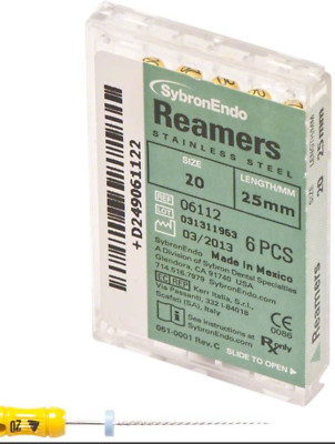 SybronEndo Kerr Endodontic Stainless Steel Reamers 25mm Size #20 6/Bx ...